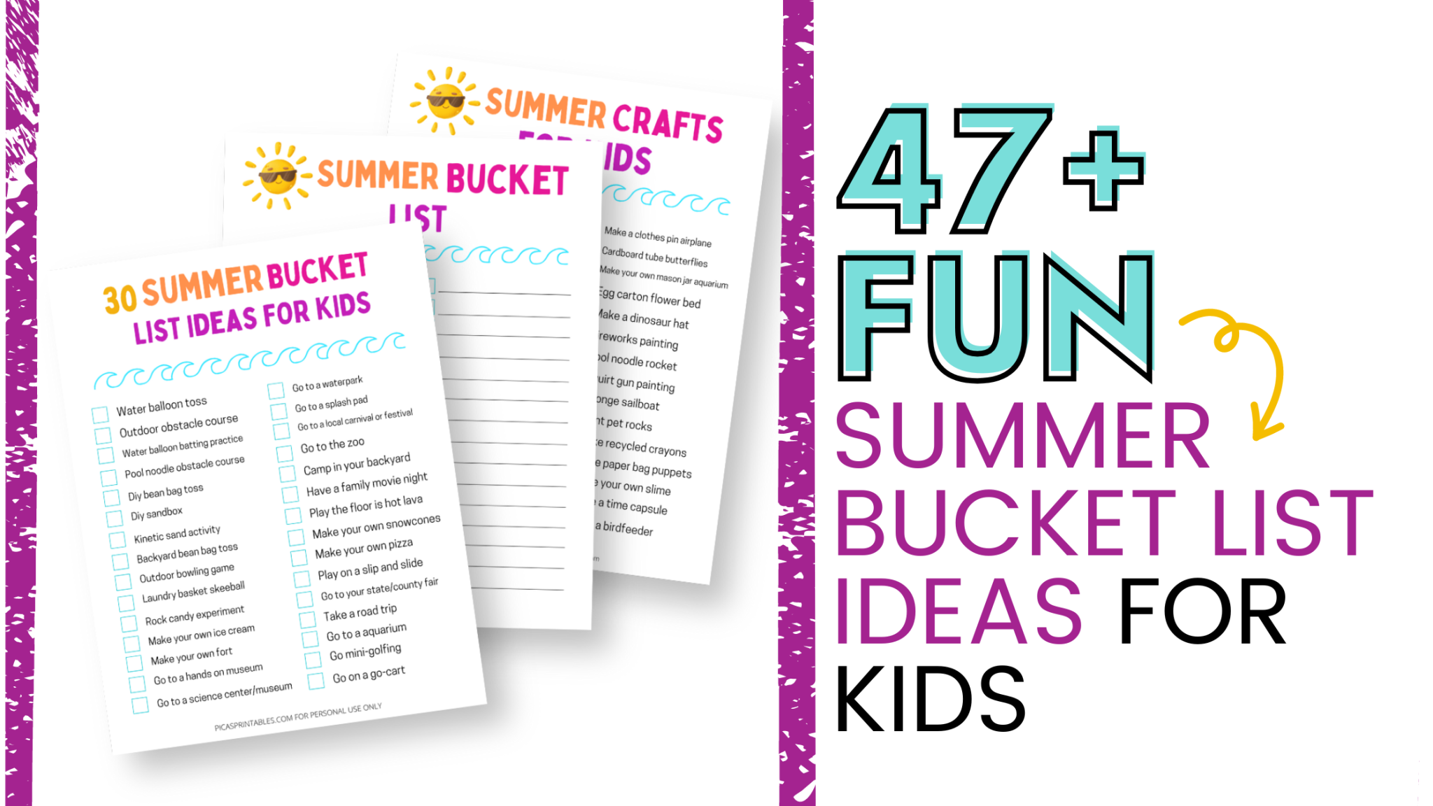 47+ Fun & Creative Summer Bucket List Ideas for Kids - Pica's Printables