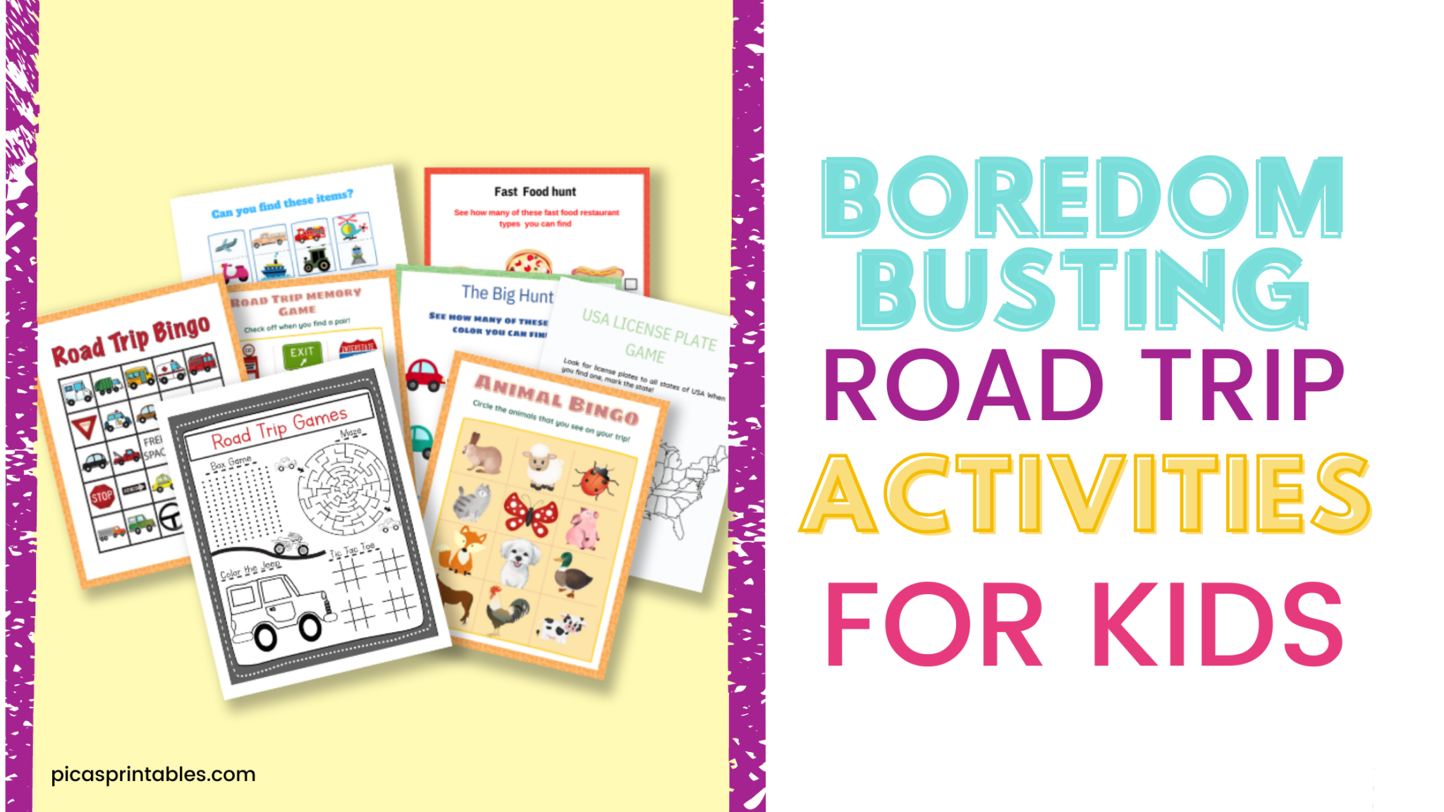 Printable Road Trip Activity Pack for Kids - Pica's Printables