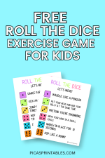 Free Printable Roll the Dice Exercise Game for Kids - Pica's Printables